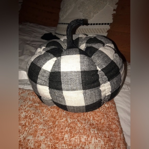 Kirklands | Holiday | Black Buffalo Check Fabric Pumpkin | Poshmark